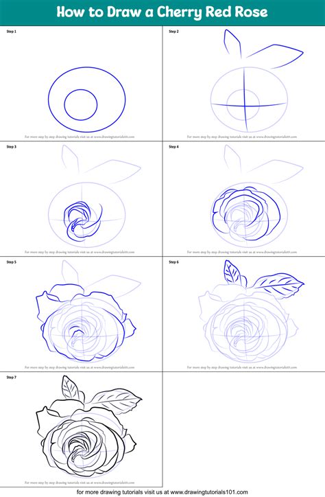 How To Draw A Cherry Red Rose Rose Step By Step DrawingTutorials101 Com