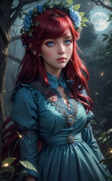 Premium Ai Image Beautiful Girl With Blue Eyes In The Moonlight