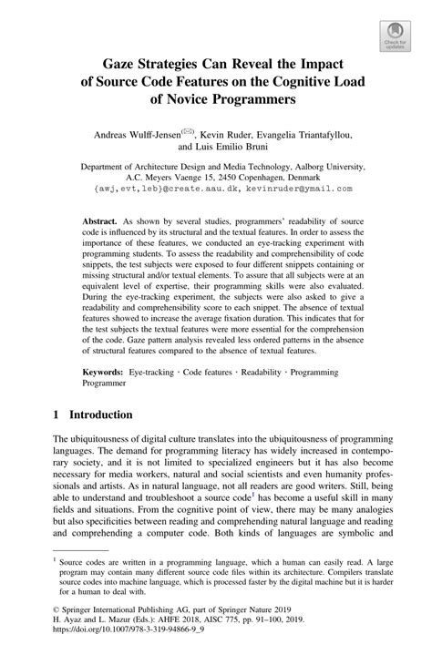 Pdf Gaze Strategies Can Reveal The Impact Of Source Code Features On The Cognitive Load Of
