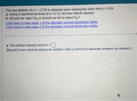 solved the test statistic of z 2 76 ﻿is obtained when