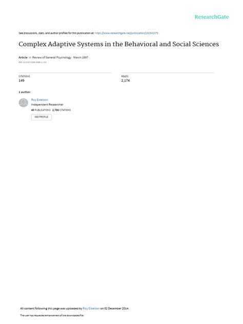 complex adaptive systems in the behavioral and soc pdf positive