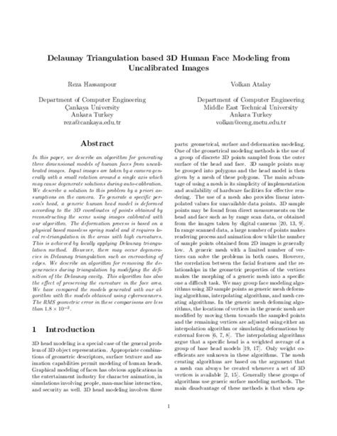 Pdf Delaunay Triangulation Based 3d Human Face Modeling From