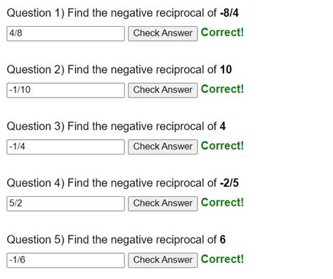 Negative Reciprocals