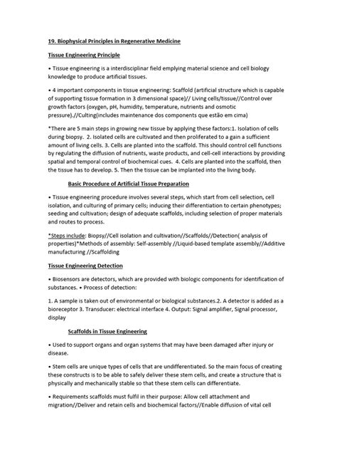 Biophysical Principles In Regenerative Medicine Pdf Tissue