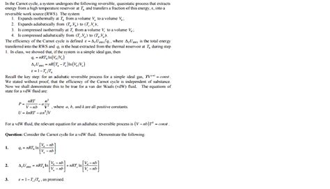 Solved In The Cannot Cycle A System Undergoes The Following Chegg