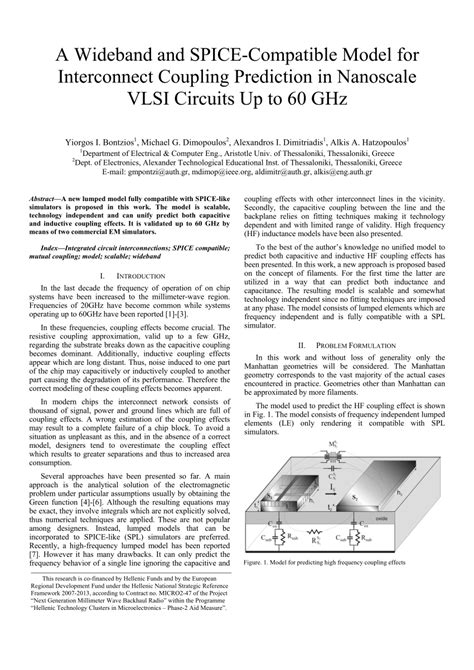 Pdf A Wideband And Spice Compatible Model For Interconnect Coupling Prediction In Nanoscale
