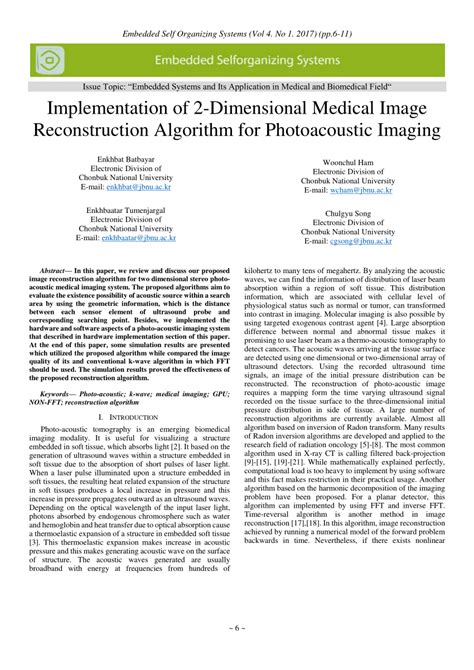 Pdf Implementation Of 2 Dimensional Medical Image Reconstruction Algorithm For Photoacoustic