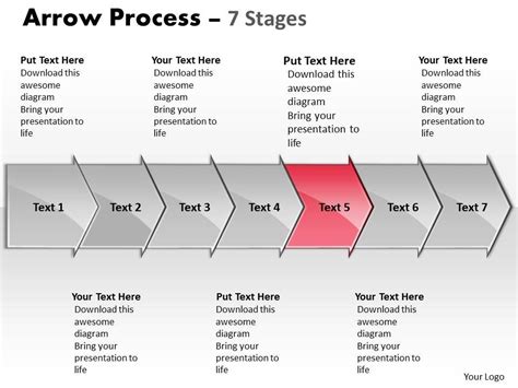 Arrow Process 7 Stages 5 Presentation Graphics Presentation PowerPoint Example Slide Templates