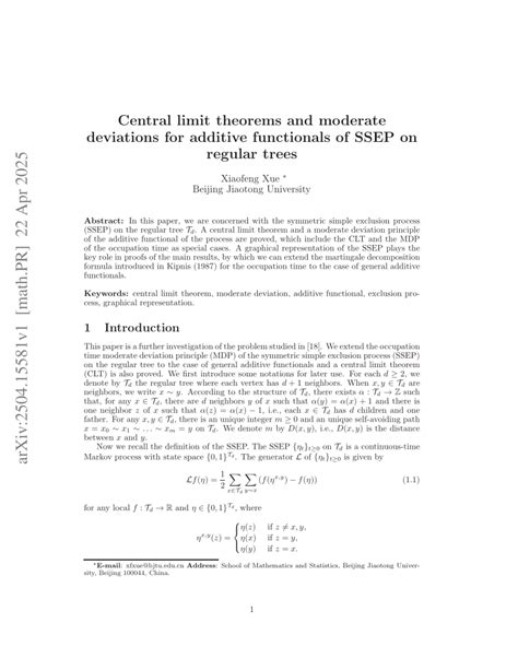 Pdf Central Limit Theorems And Moderate Deviations For Additive