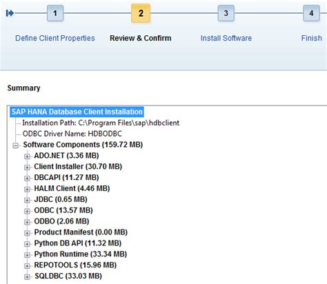 Install SAP HANA Database Client Software Components