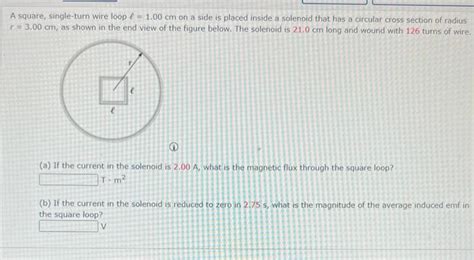 Solved A square single turn wire loop ℓ 1 00 cm on a side Chegg com
