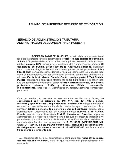 Ejemplo De Recurso De Revocación Descargar Gratis Pdf Multa Pena