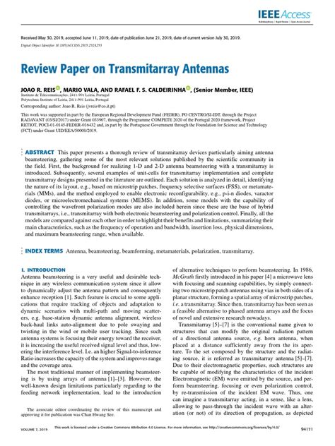 Review Paper On Transmitarray Antennas Pdf Antenna Radio