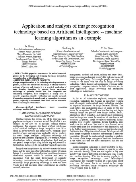 2020 Application And Analysis Of Image Recognition Technology Based