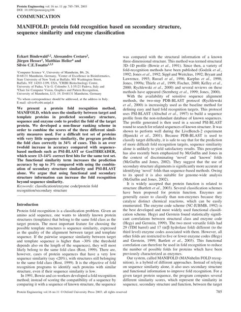 Pdf Manifold Protein Fold Recognition Based On Secondary Structure Sequence Similarity And