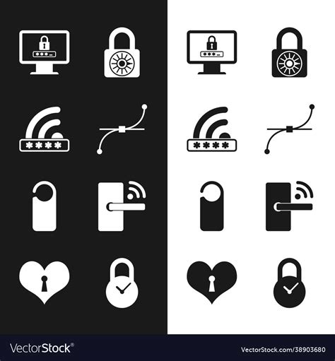Set Bezier Curve Wifi Locked Monitor Royalty Free Vector