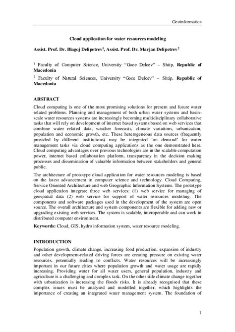 Pdf Cloud Application For Water Resources Modeling