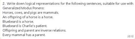 Solved 2 Write Down Logical Representations For The