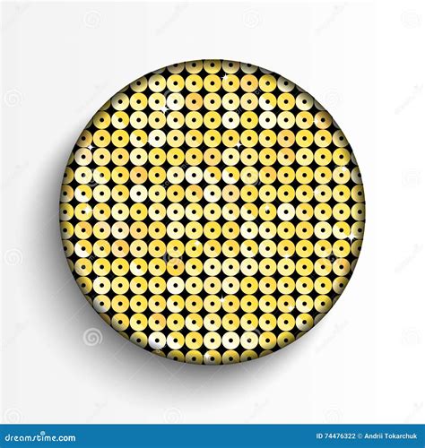 Gold Sequin Circle Button On White Background Stock Vector Illustration Of Eps10 Cover 74476322