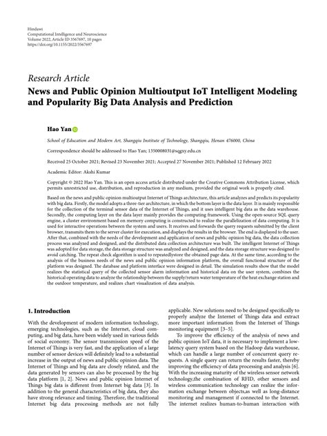 Pdf News And Public Opinion Multioutput Iot Intelligent Modeling And