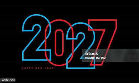Ilustración De Diseño De Plantilla De Año Nuevo 2027 Con Estilo De