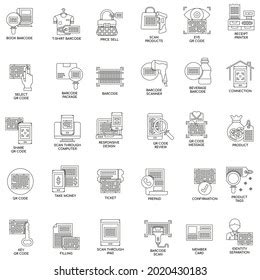 Outline Barcode Qr Code Colour Thin Stock Vector Royalty Free Shutterstock