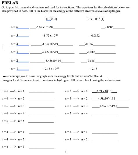 Solved Prelab Go To Your Lab Manual And Seminar And Read For