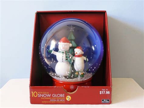 Gemmy Snow Blowing Snow Globe W Snowman And Penguin Music And Lights