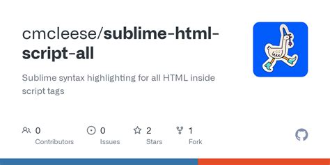 GitHub Cmcleese Sublime Html Script All Sublime Syntax Highlighting