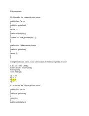 Polymorphism Docx Polymorphism Consider The Classes Shown Below Public Class Parent