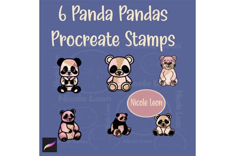 6 Panda Pandas Procreate Stamps Brushes Graphic By Nicole Creates Art · Creative Fabrica