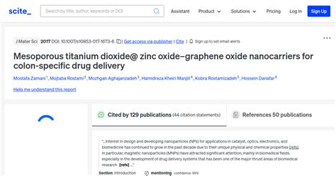 Mesoporous Titanium Dioxide Zinc Oxide Graphene Oxide Nanocarriers For Colon Specific Drug Delivery