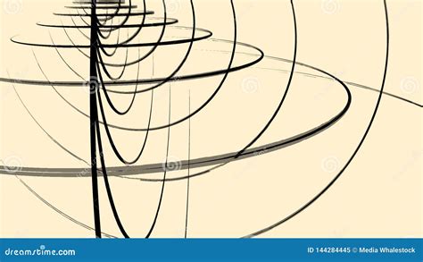 Abstract Black Intertwined 3d Frames Of Circles Rotating On Light Brown Background Seamless