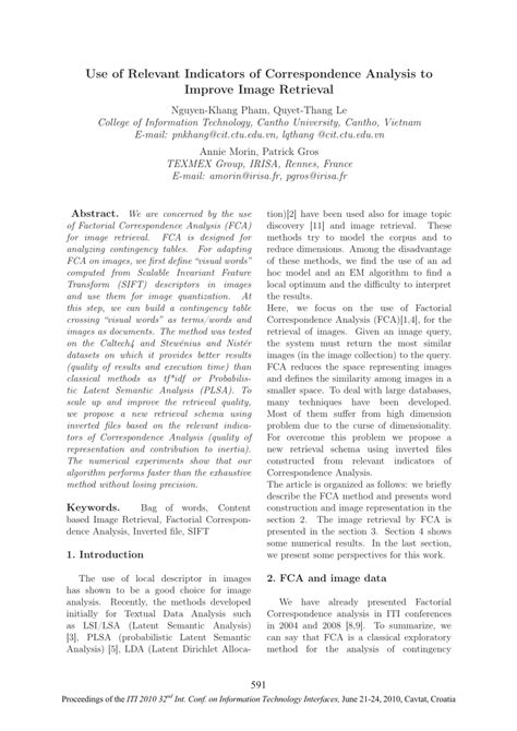 Pdf Use Of Relevant Indicators Of Correspondence Analysis To Improve