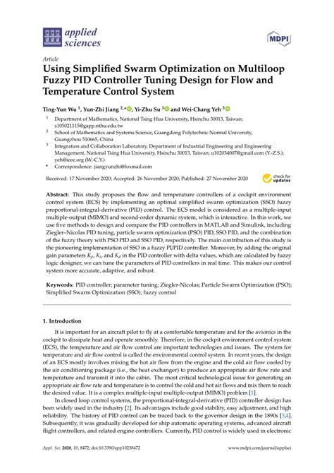 pdf using simplified swarm optimization on multiloop fuzzy pid