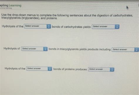 solved pling learning use the drop down menus to complete