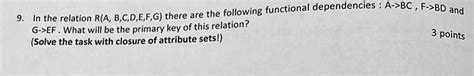 solved in the relation r a b c d e f g there are the following