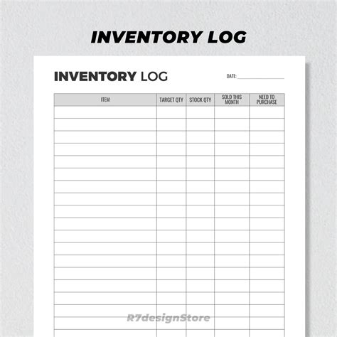 Inventory Log Printable Small Business Stock Organizer Etsy