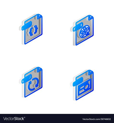 Set Isometric Line Avi File Document Css Vector Image