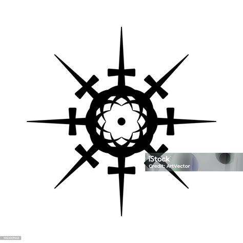 오컬트 신비로운 십자가 전쟁의 혼돈 만다라 상징 프리메이슨 신성한 기하학 검은 문신 기호 템플러 전사의 종교적 상징 흰색 배경에