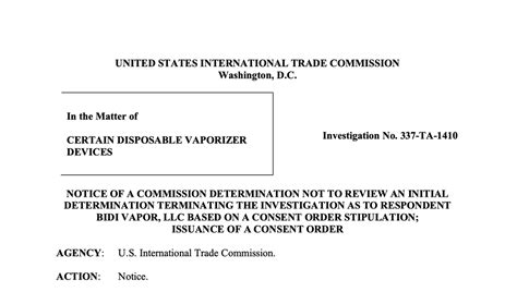 2firsts Itc Termination Of Investigation Bidi Vapor Dispute Resolution 2firsts Itc Termination Of Investigation Bidi Vapor Dispute Resolution