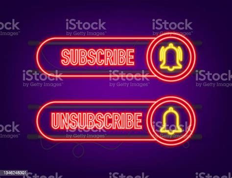 알림 벨이 있는 단추 템플릿을 구독합니다 뉴스 구독 버튼입니다 비즈니스 컨셉 구독 네온 아이콘 벡터 일러스트레이션 개념에 대한 스톡 벡터 아트 및 기타 이미지 Istock