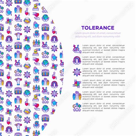 Tolerance Concept With Thin Line Icons Gender Racial National