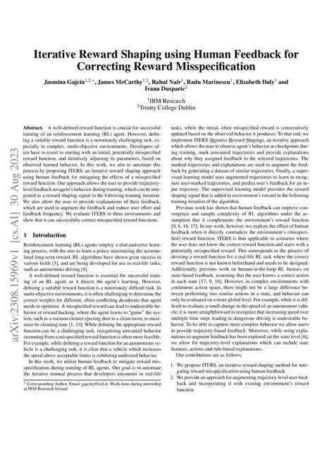 iterative reward shaping using human feedback for correcting reward