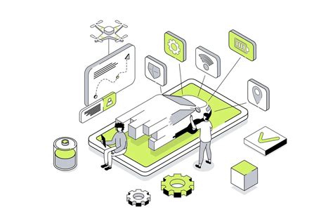 Smart Car 3d Isometric Concept In Outline Isometry Design For Web People Managing Of Autonomous