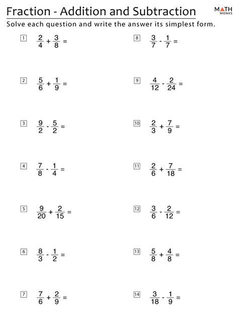 Free Free Adding And Subtracting Fractions Worksheet Download Free