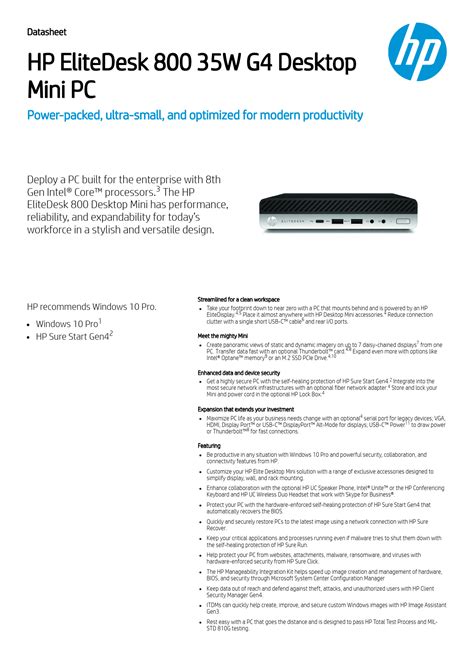 Hp ELITEDESK 800 35W G4 DESKTOP MINI