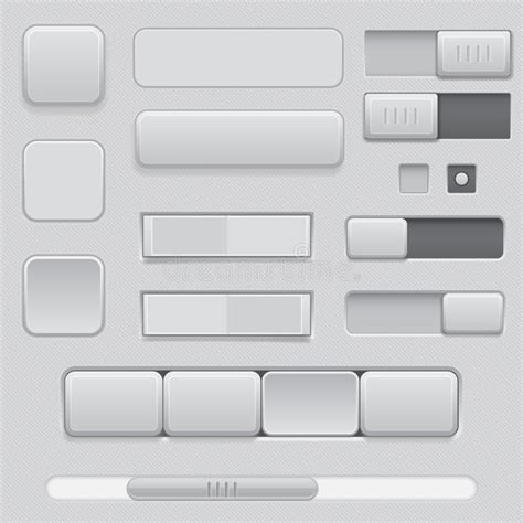 Gray Interface Buttons And Sliders D Set Of UI Icons Stock Vector Illustration Of Joystick