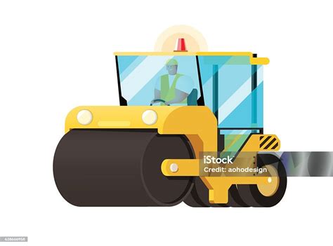 플랫 스타일의 아스팔트 콤팩터 로드 롤러의 벡터 아이콘입니다 증기 롤러에 대한 스톡 벡터 아트 및 기타 이미지 증기 롤러