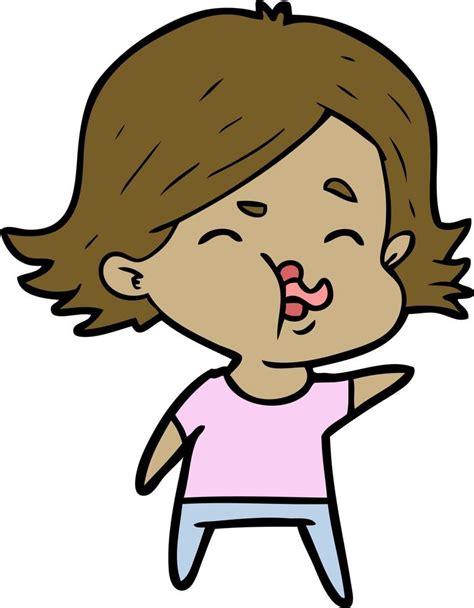 Cartoon Girl Pulling Face 12478269 Vector Art At Vecteezy